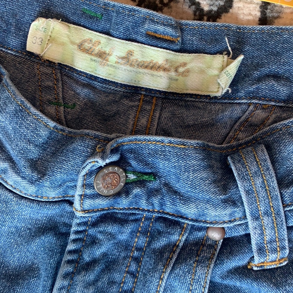 Vintage Designer Chief Seattle Co Patch Wide Jeans - Gem